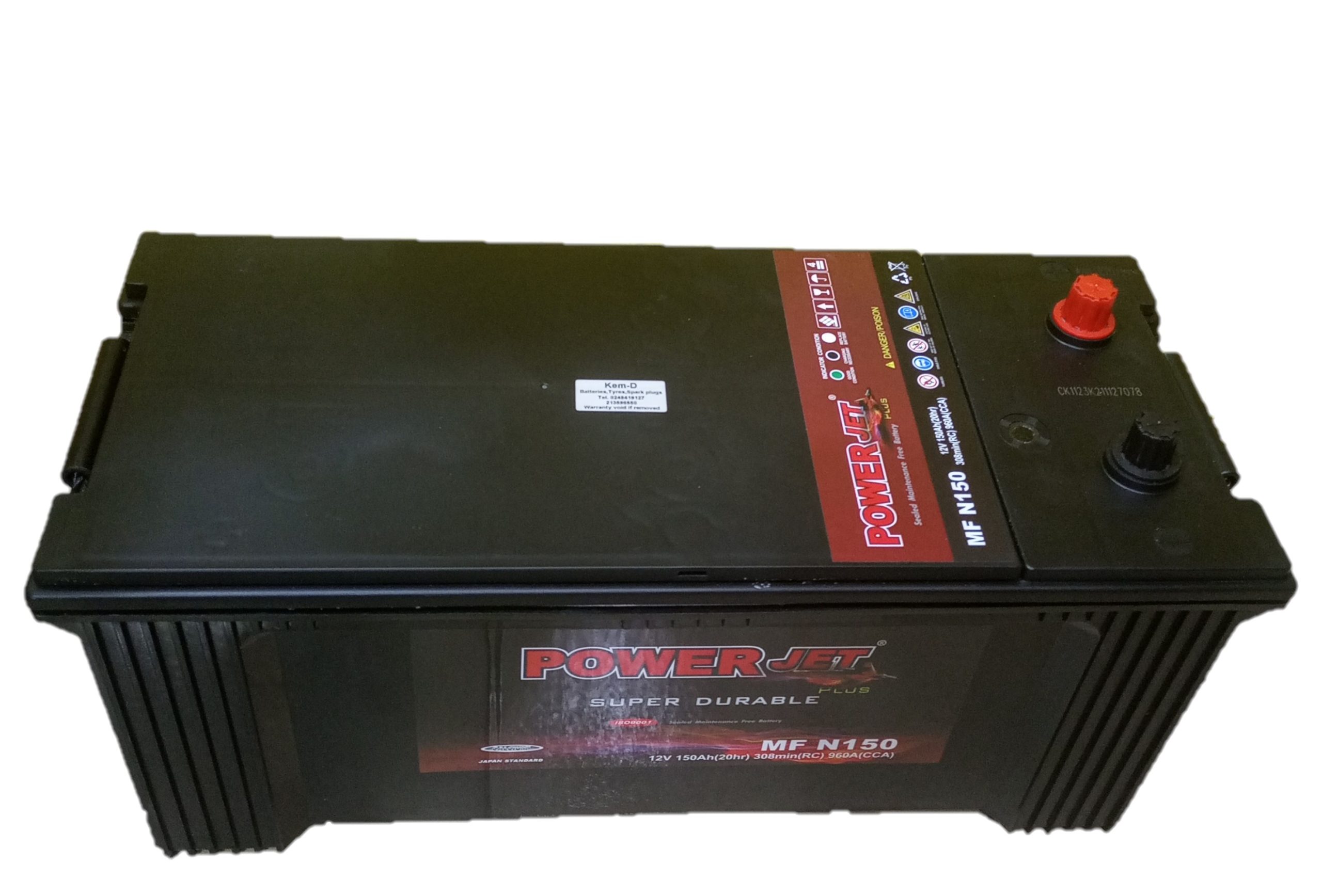 25 Plates Powerjet Battery - 12V 150Ah - KEM-D BATTERIES AND TYRES