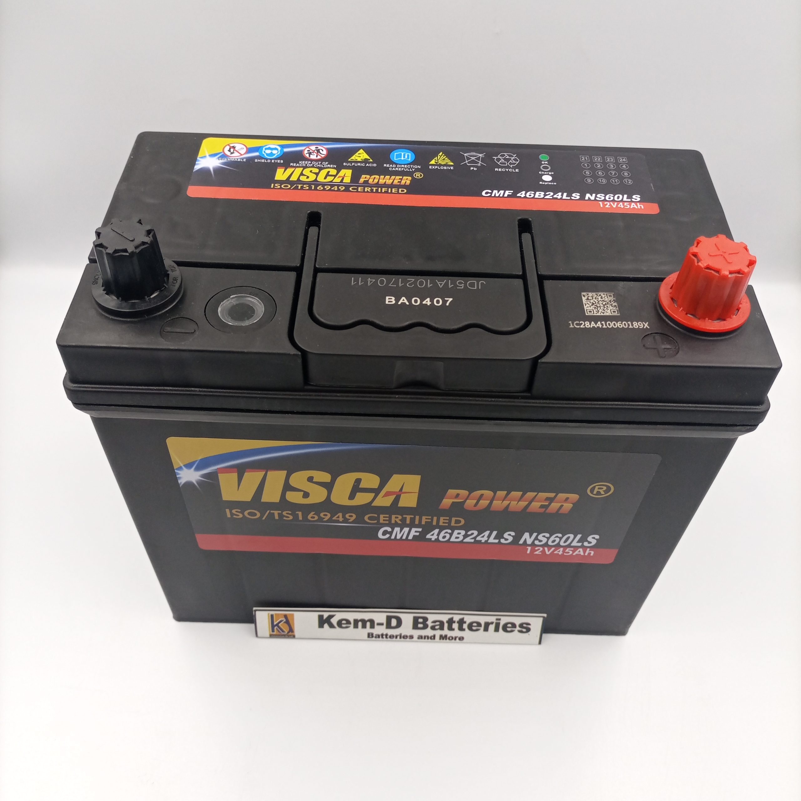 13 Plates Visca Battery 12V 45Ah NS60L - KEM-D BATTERIES AND TYRES